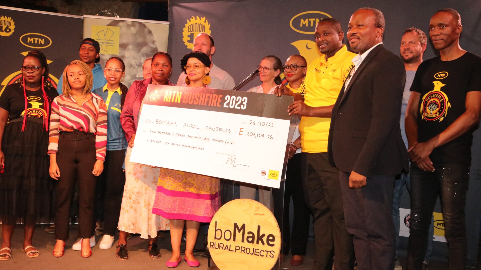 MTN Bushfire | MTN BUSHFIRE FESTIVAL 2023 BENEFICIARY CHEQUE HANDOVER!